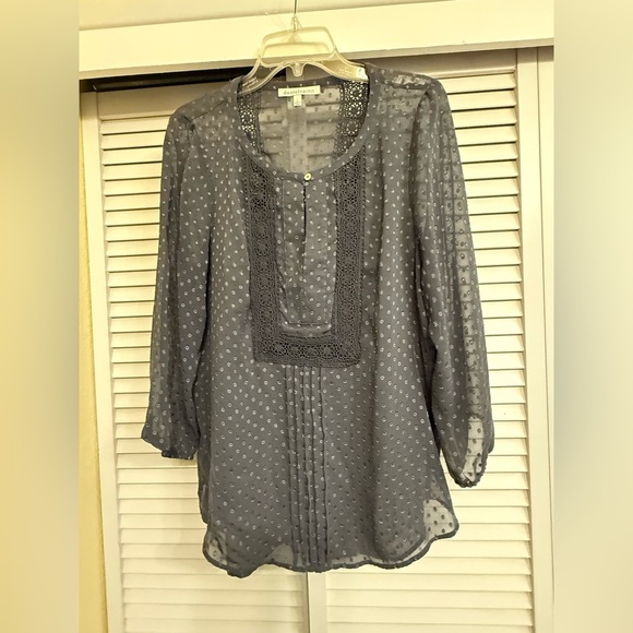 Daniel Rainn | Tops | Fabulous Gray Sheer Womens Top Sz L | Poshmark